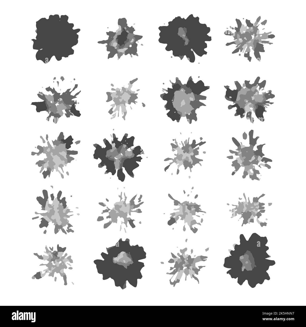 Abstract ink prints collection. Set of formless imprints, stains ...