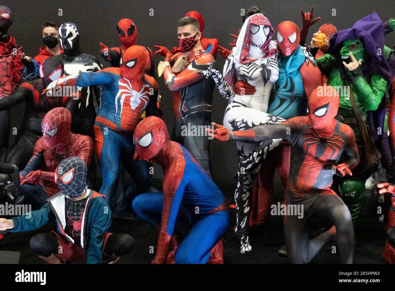 New York, NY, USA. 8th Oct, 2022. Fans participate in a Spider-Man cos ...