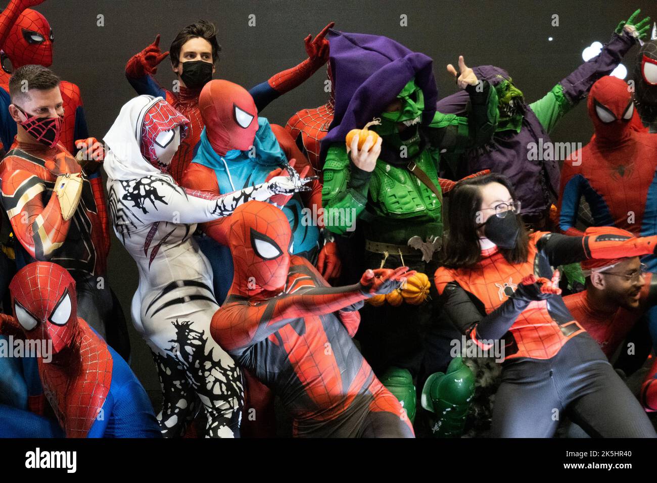 New York, New York, USA. 8th Oct, 2022. Fans participate in a Spider ...