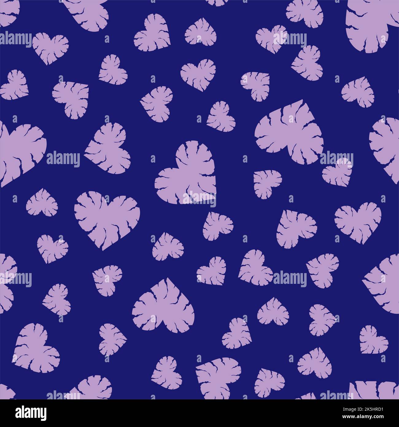 Seamless pattern with cracked hearts randomly placed on solid ...