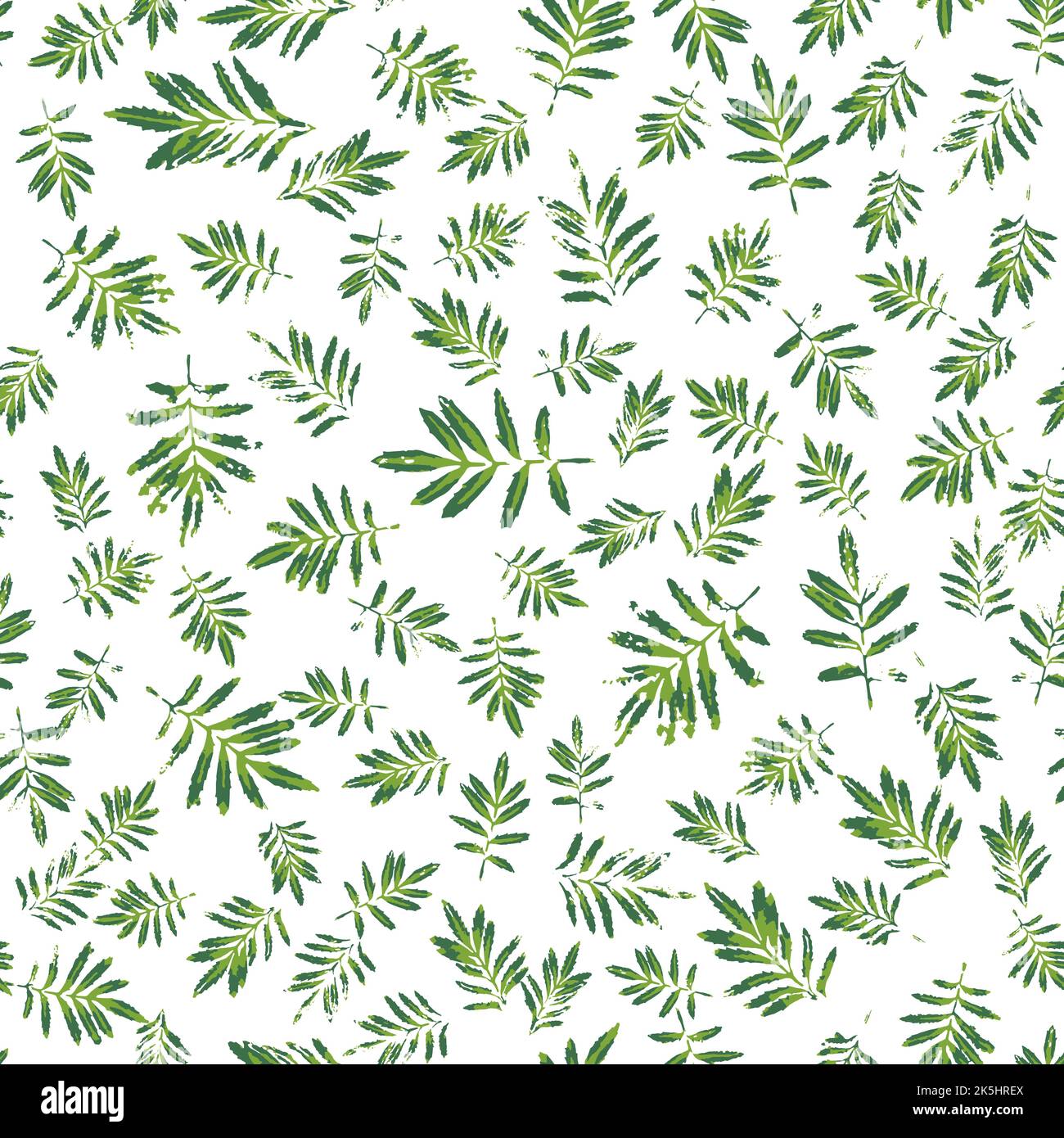 Green marigold leaves seamless pattern. Spring foliage repeating ...