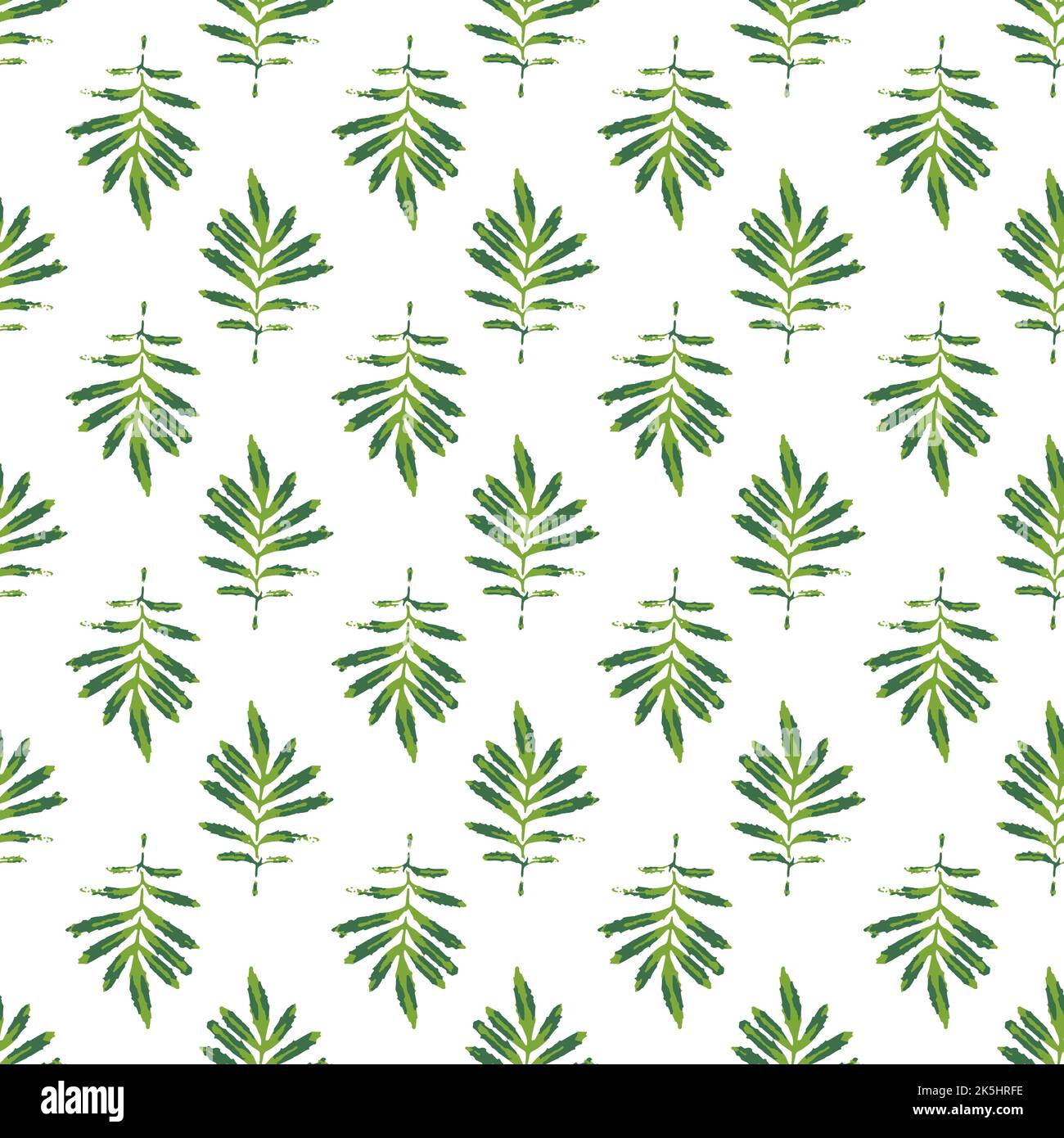 Green marigold leaves seamless pattern. Spring foliage repeating ...