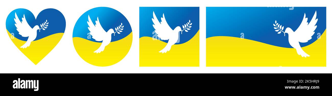 Dove of peace with olive branch. The concept of peace in Ukraine. No ...