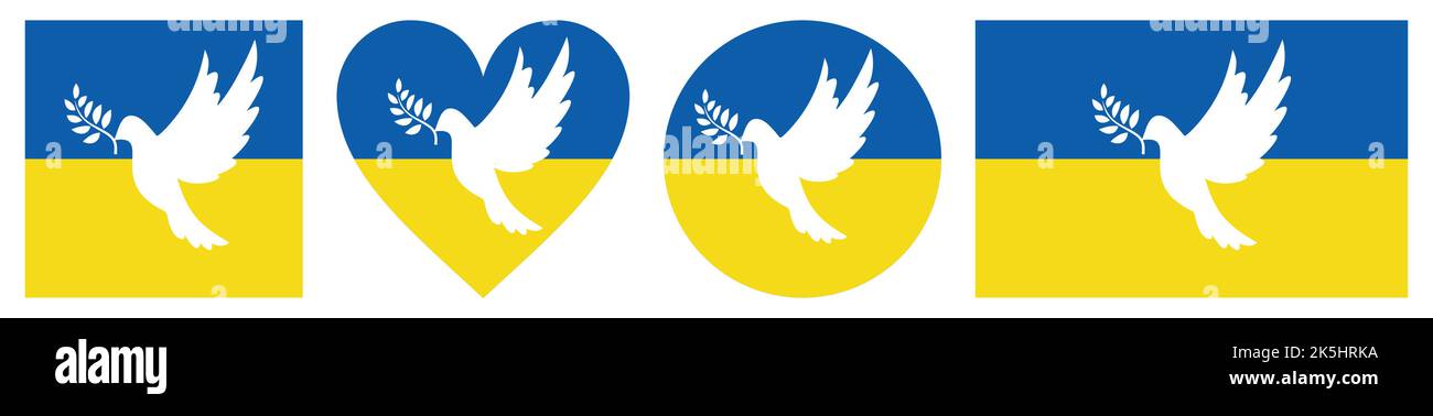 Flag of Ukraine in the form of heart, circle, square, rectangle with ...