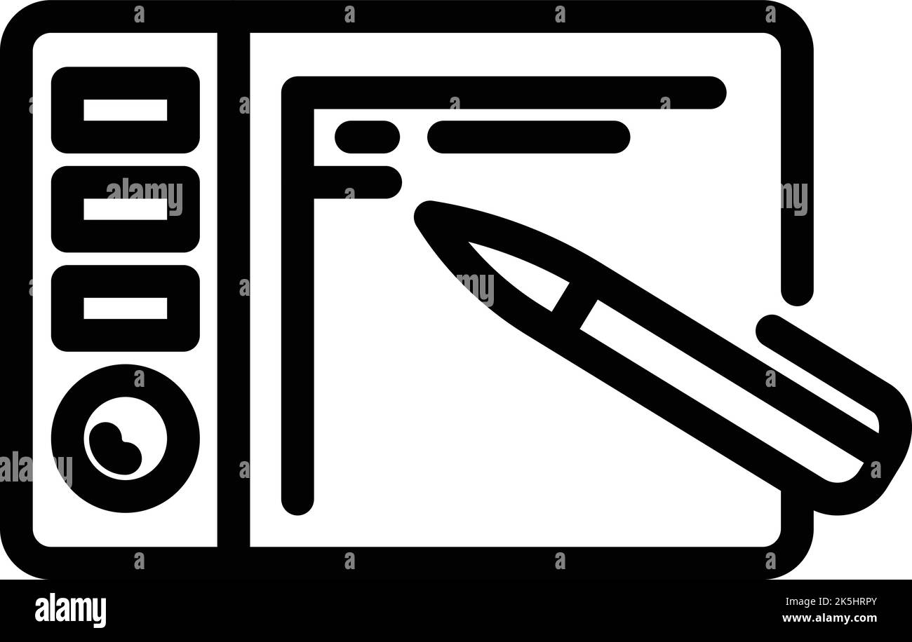 Smart pen icon outline vector. Digital computer. Draw signature Stock ...
