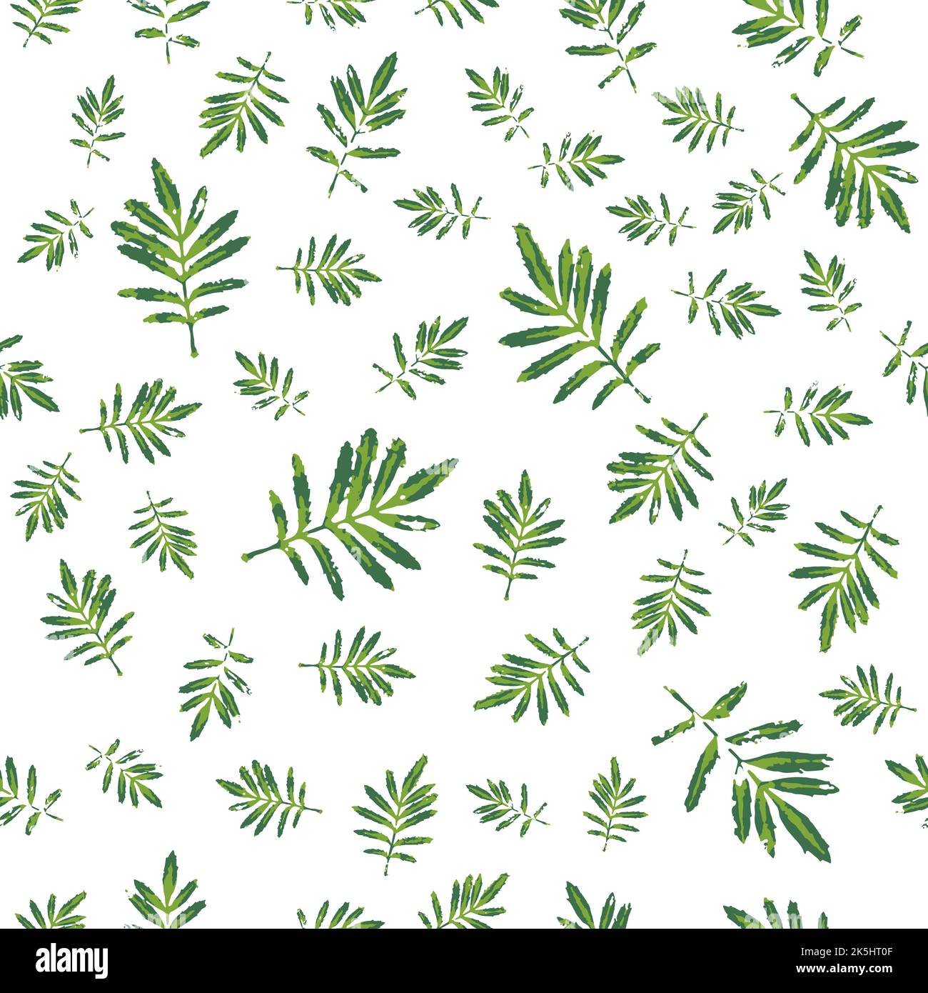 Green marigold leaves seamless pattern. Spring foliage repeating ...