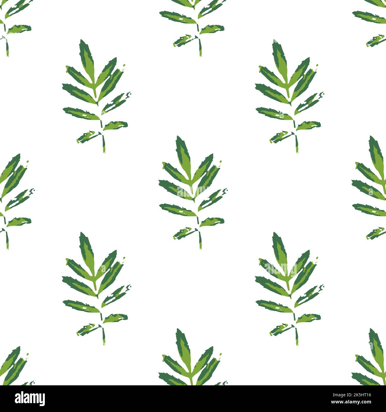 Green marigold leaves seamless pattern. Spring foliage repeating ...