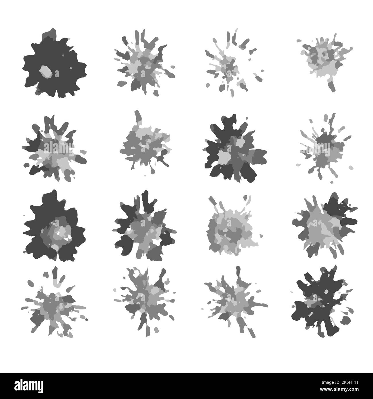 Abstract ink blots collection. Set of formless imprints, stains ...