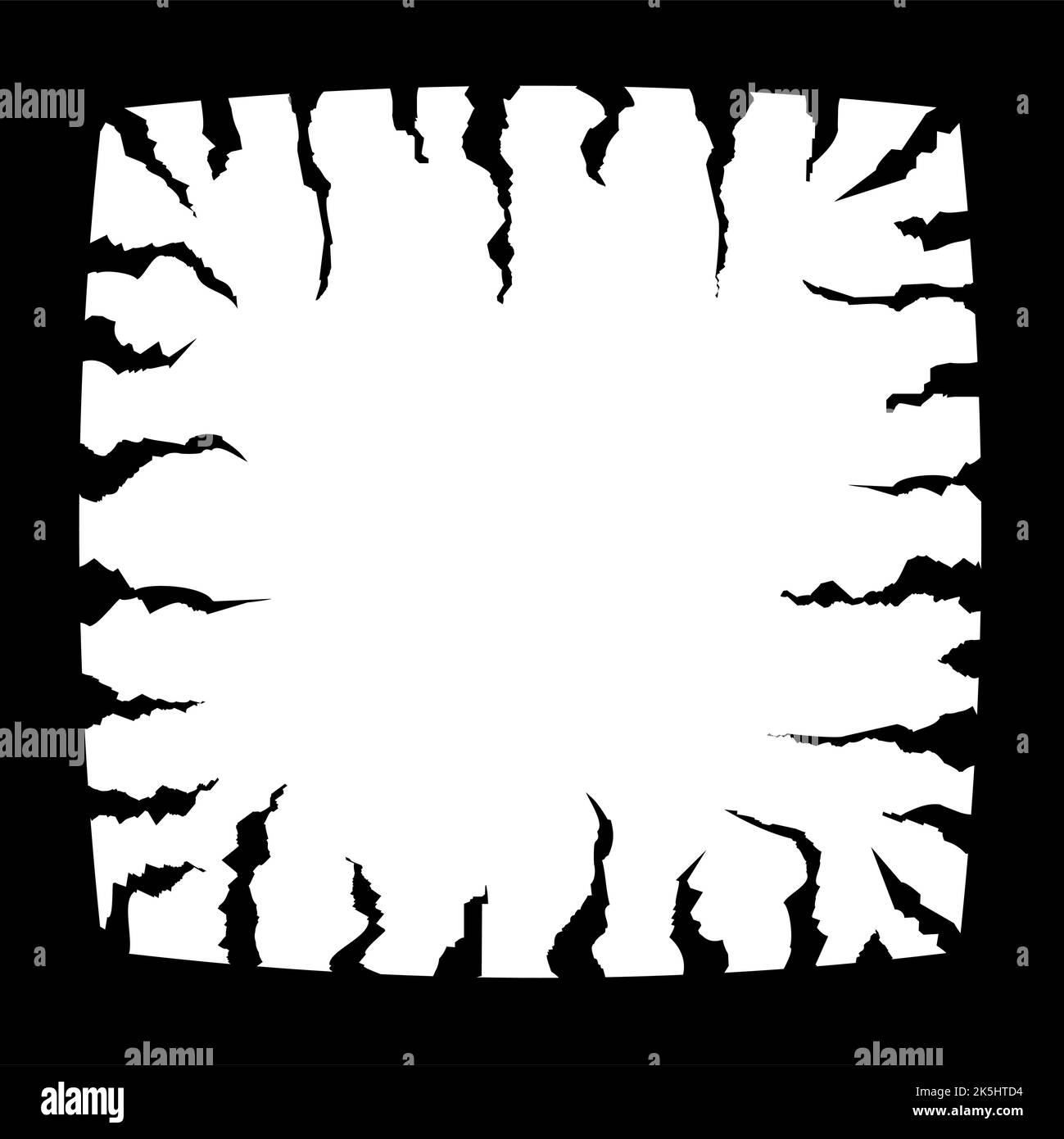 Cracked negative space background. Square shape with cracks and ragged ...