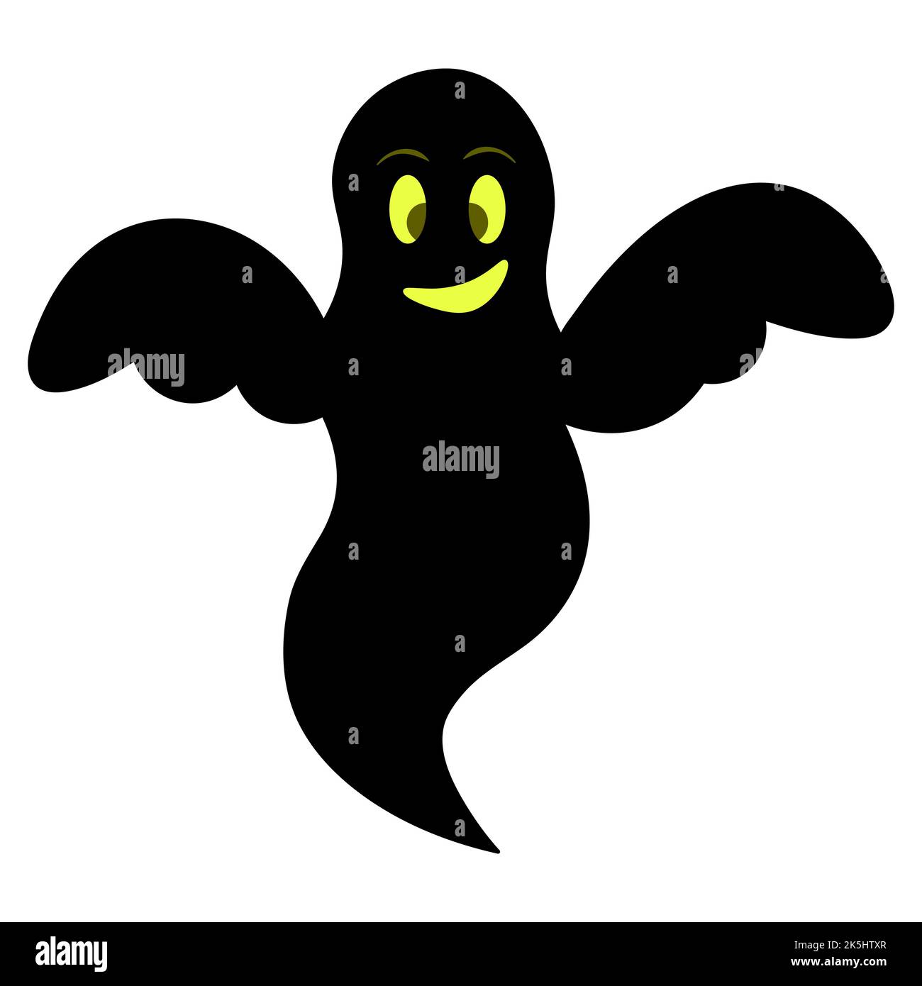 Ghost. Silhouette. Grinning facial expression. Vector illustration. Isolated white background ...