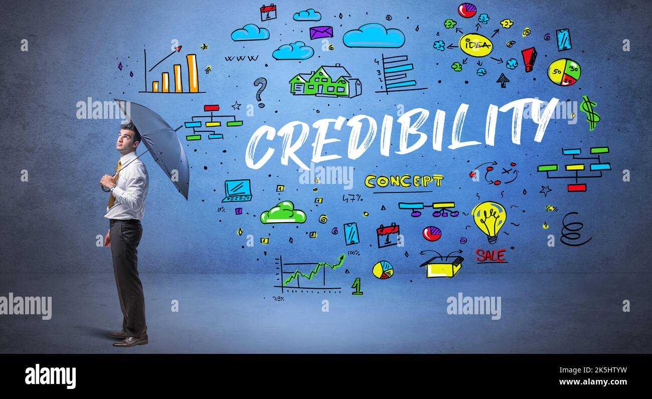 businessman hiding behind umbrella concept Stock Photo - Alamy