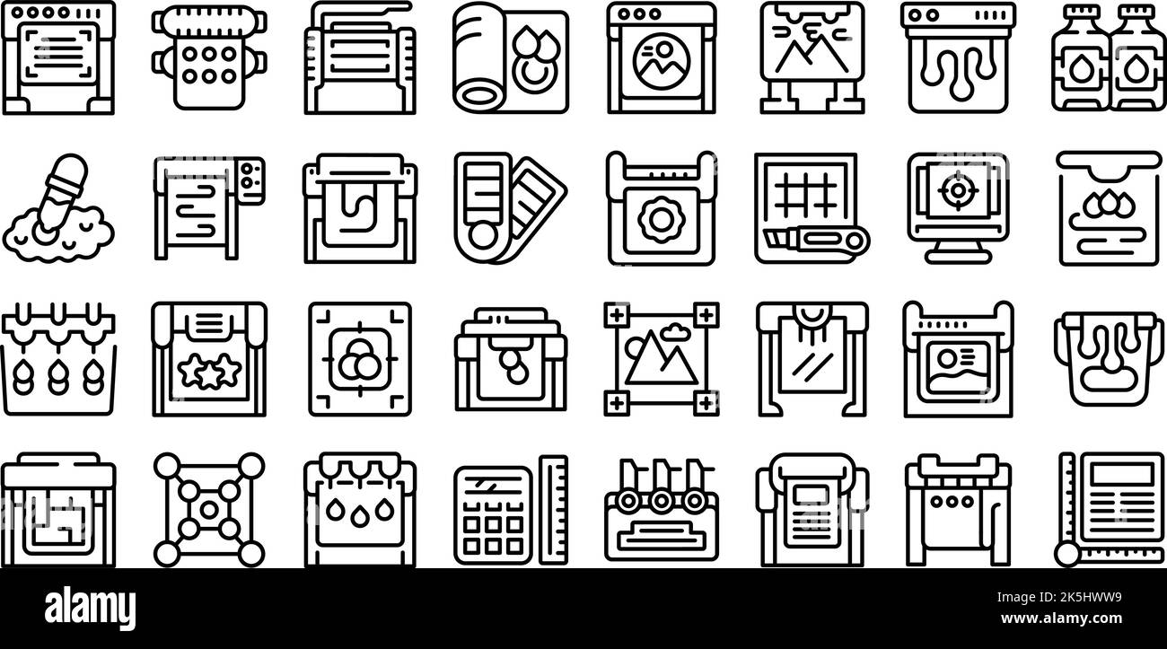 Plotter Icons Set Outline Vector Printer Machine Copy Offset Stock Vector Image And Art Alamy