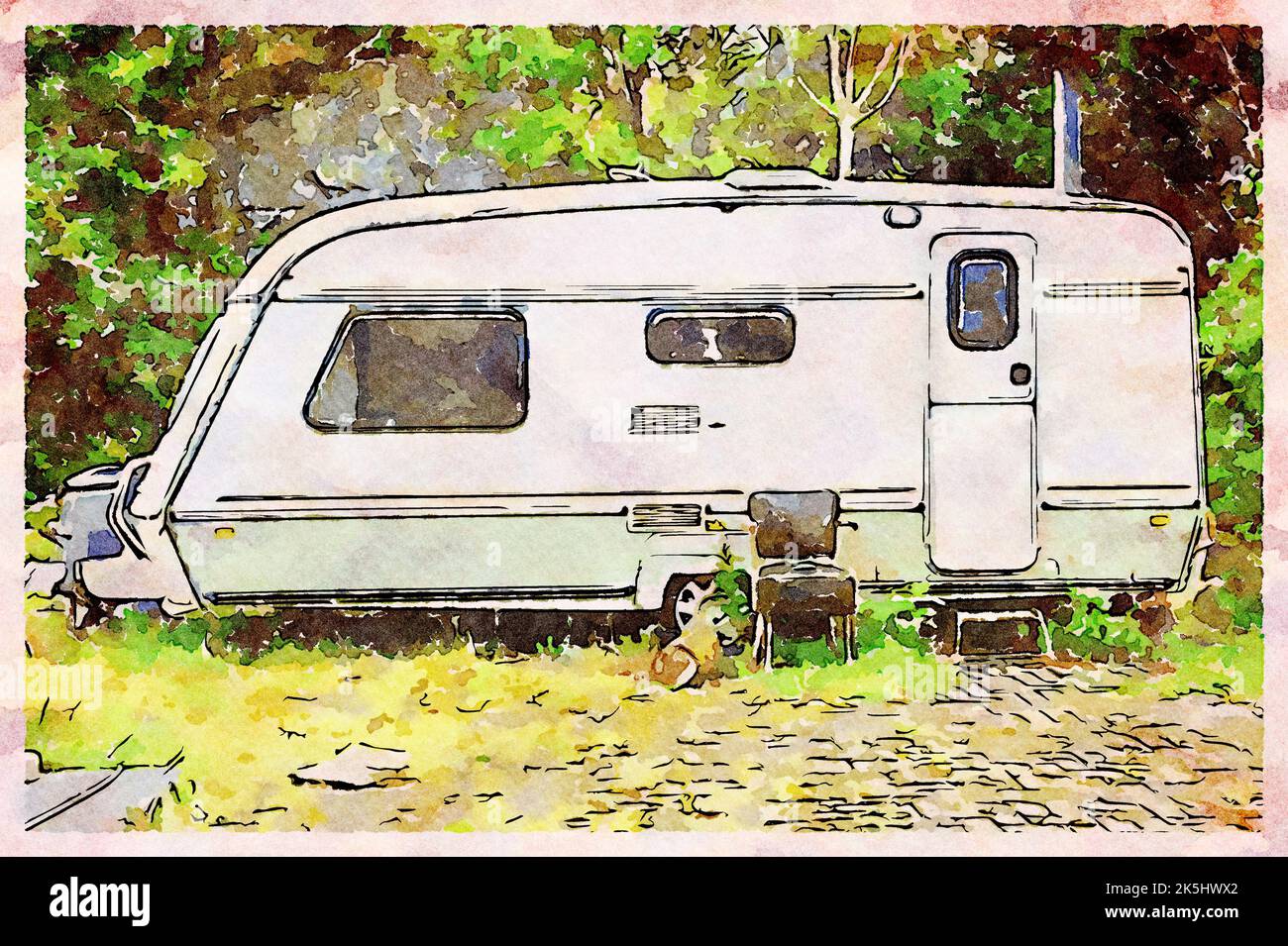 Caravan abandoned and dumped in park waiting to be removed Stock Photo ...