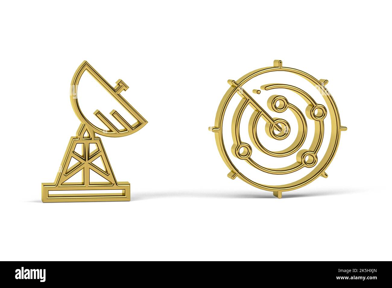 Golden 3d radar icon isolated on white background - 3D render Stock ...