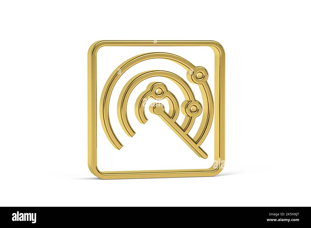 Golden 3d radar icon isolated on white background - 3D render Stock ...