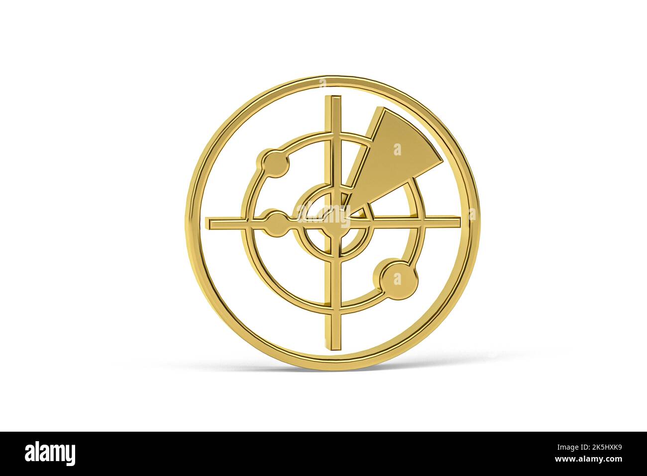 Golden 3d radar icon isolated on white background - 3D render Stock ...