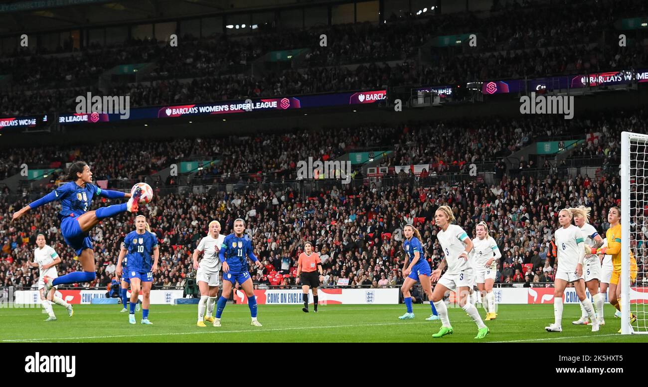 October 8, 2022: Alana Cook of USA controls the ball high During the ...