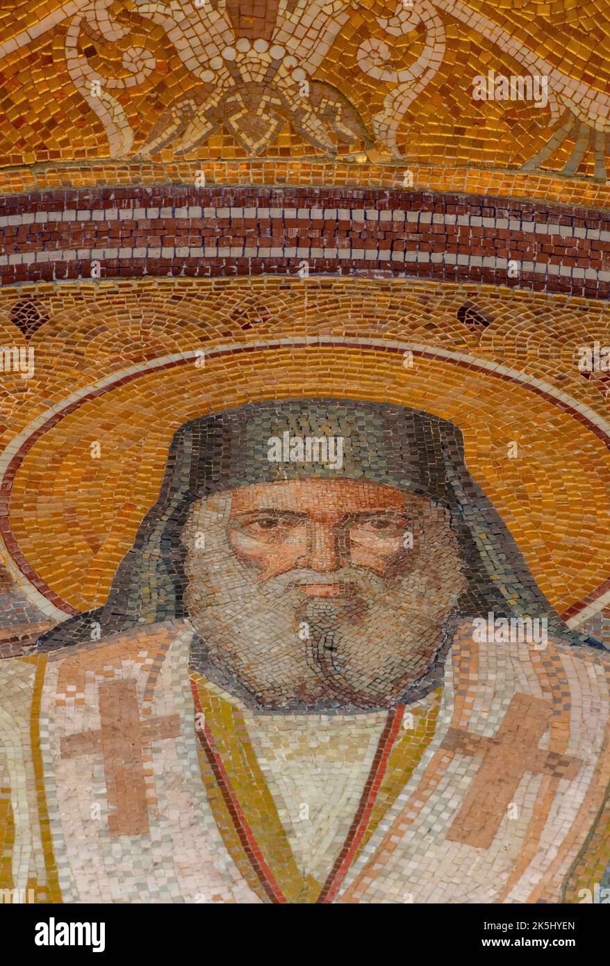 greek saint icon wall painting in the church at zakynthos town, saint ...