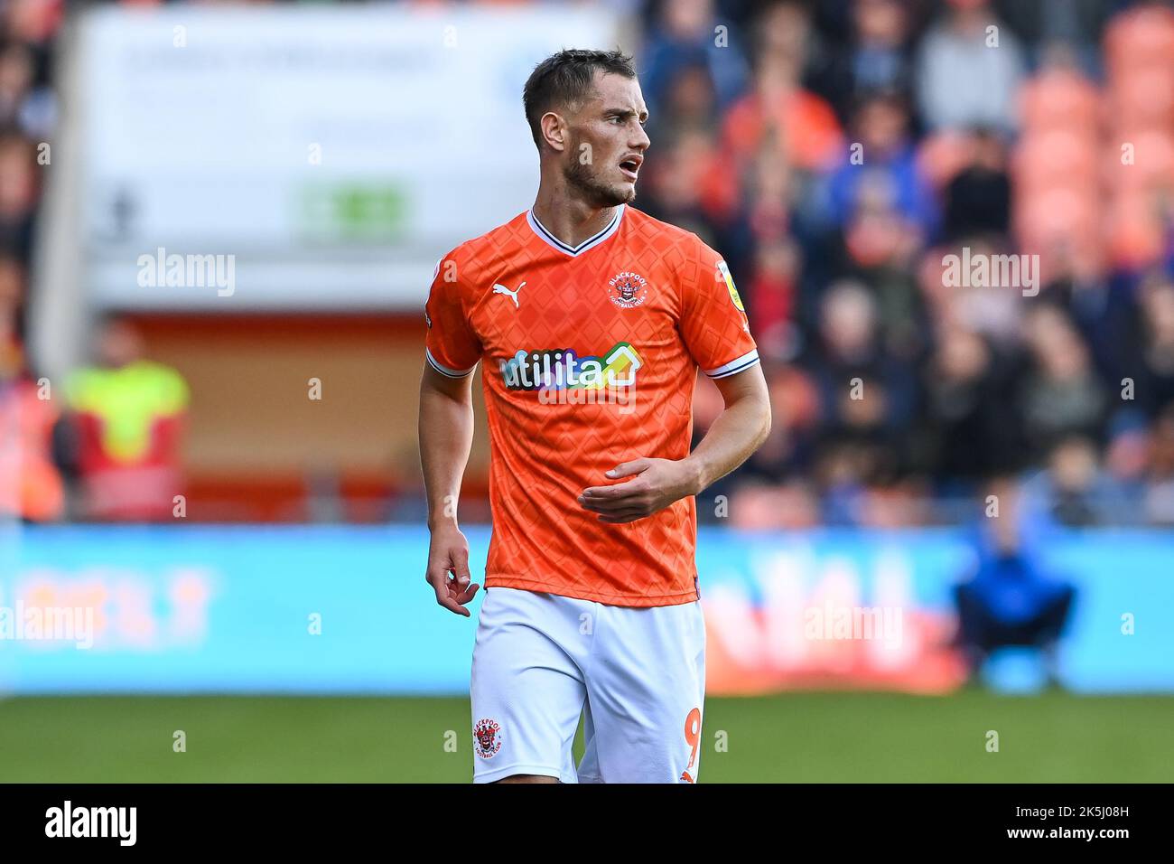 Jerry Yates #9 of Blackpool during the Sky Bet Championship match ...