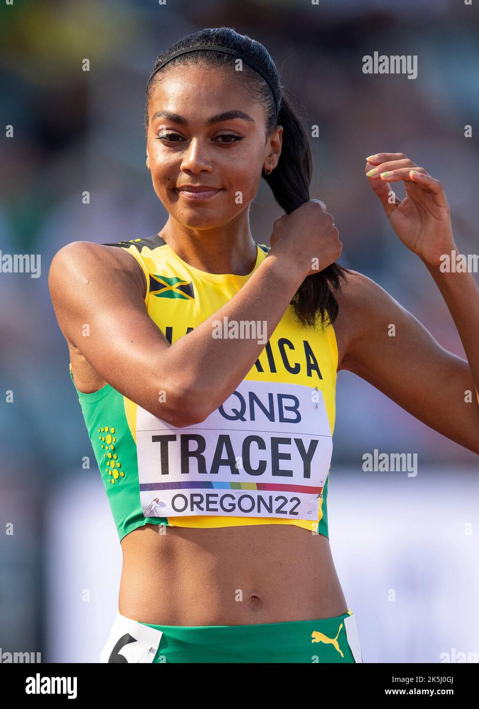 Adelle Tracey of Jamaica competing in the women’s 800m heats at the ...