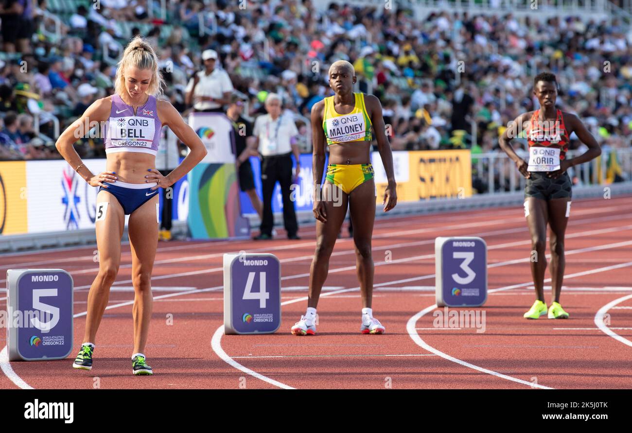 Alex Bell of GB&NI competing in the women’s 800m heats at the World ...