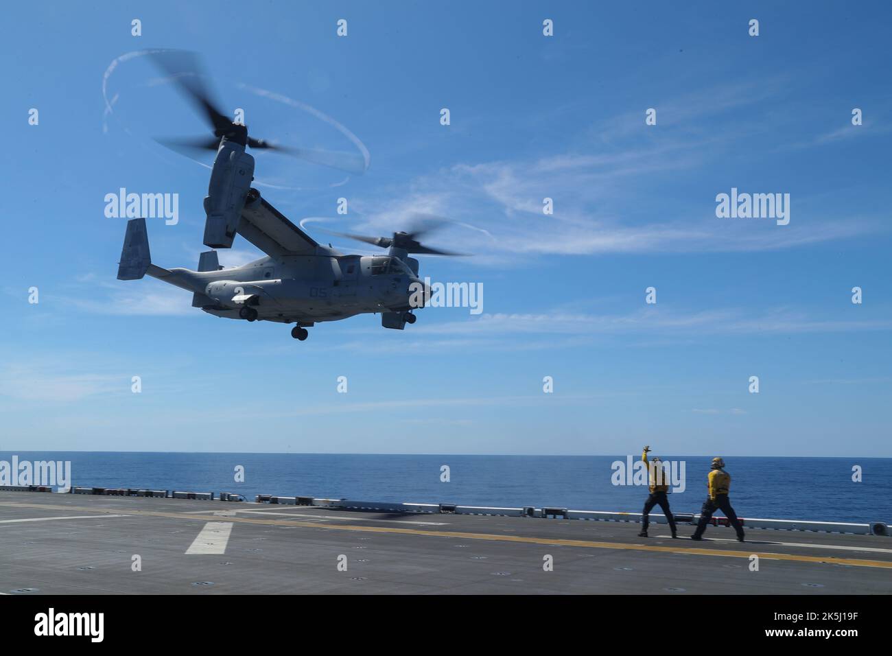 221008-N-VJ326-1119 SOUTH CHINA SEA (Oct. 8, 2022) – An MV-22 Osprey tiltrotor aircraft assigned ...