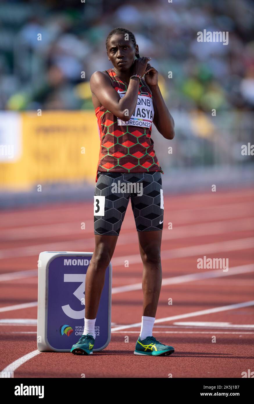 Jarinter Mawia Mwasya of Kenya competing in the women’s 800m heats at ...