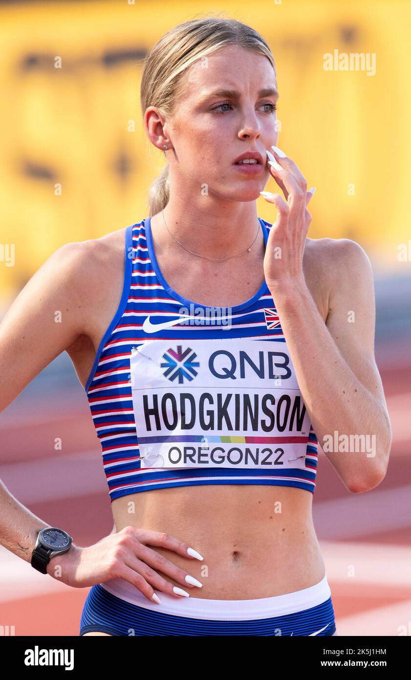 Keely Hodgkinson of GB&NI competing in the women’s 800m heats at the ...