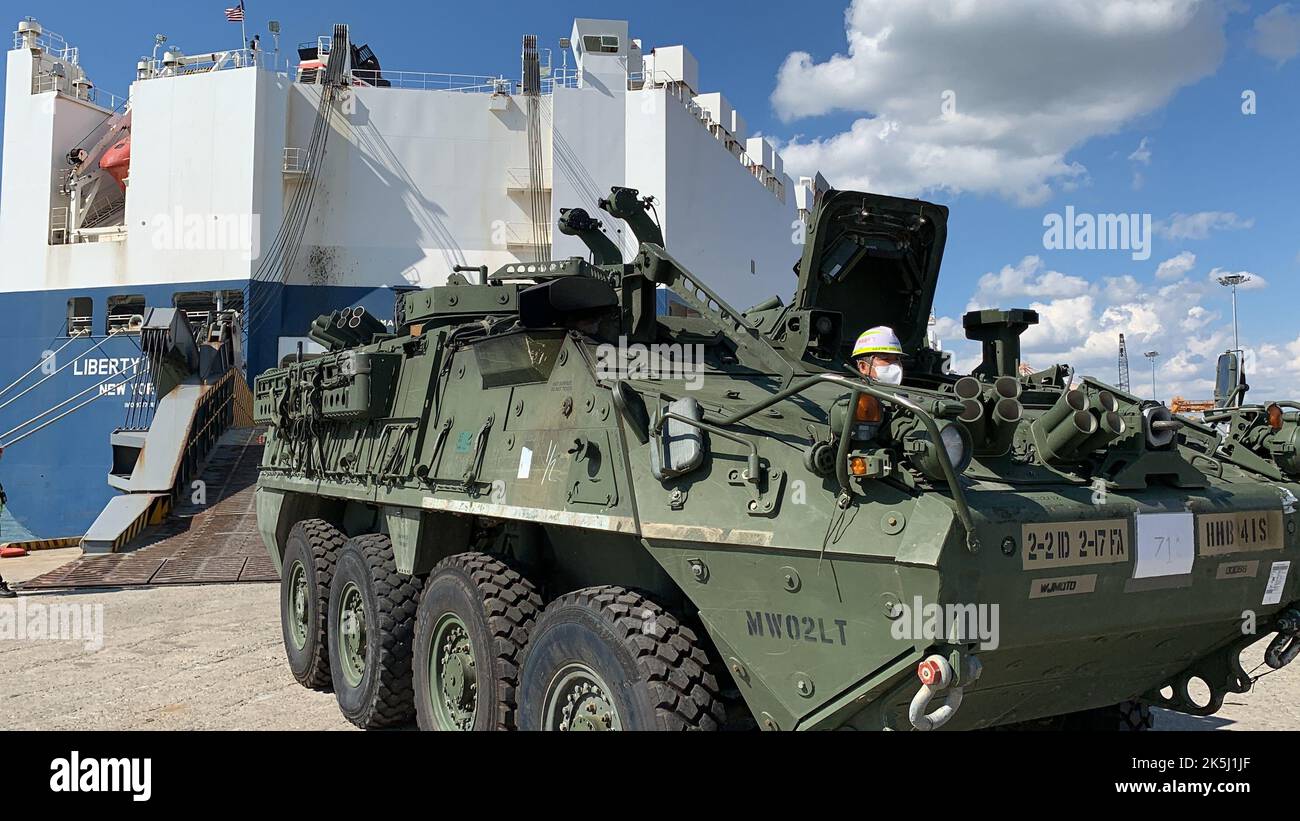 A Stryker vehicle belonging to 2nd Stryker Brigade Combat Team, 2nd ...