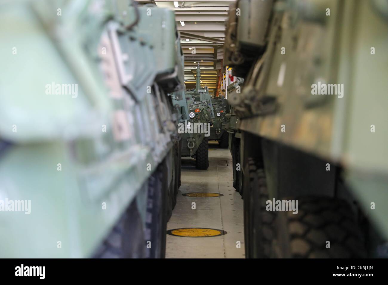 Stryker combat vehicles are staged aboard the Liberty Passion at the ...