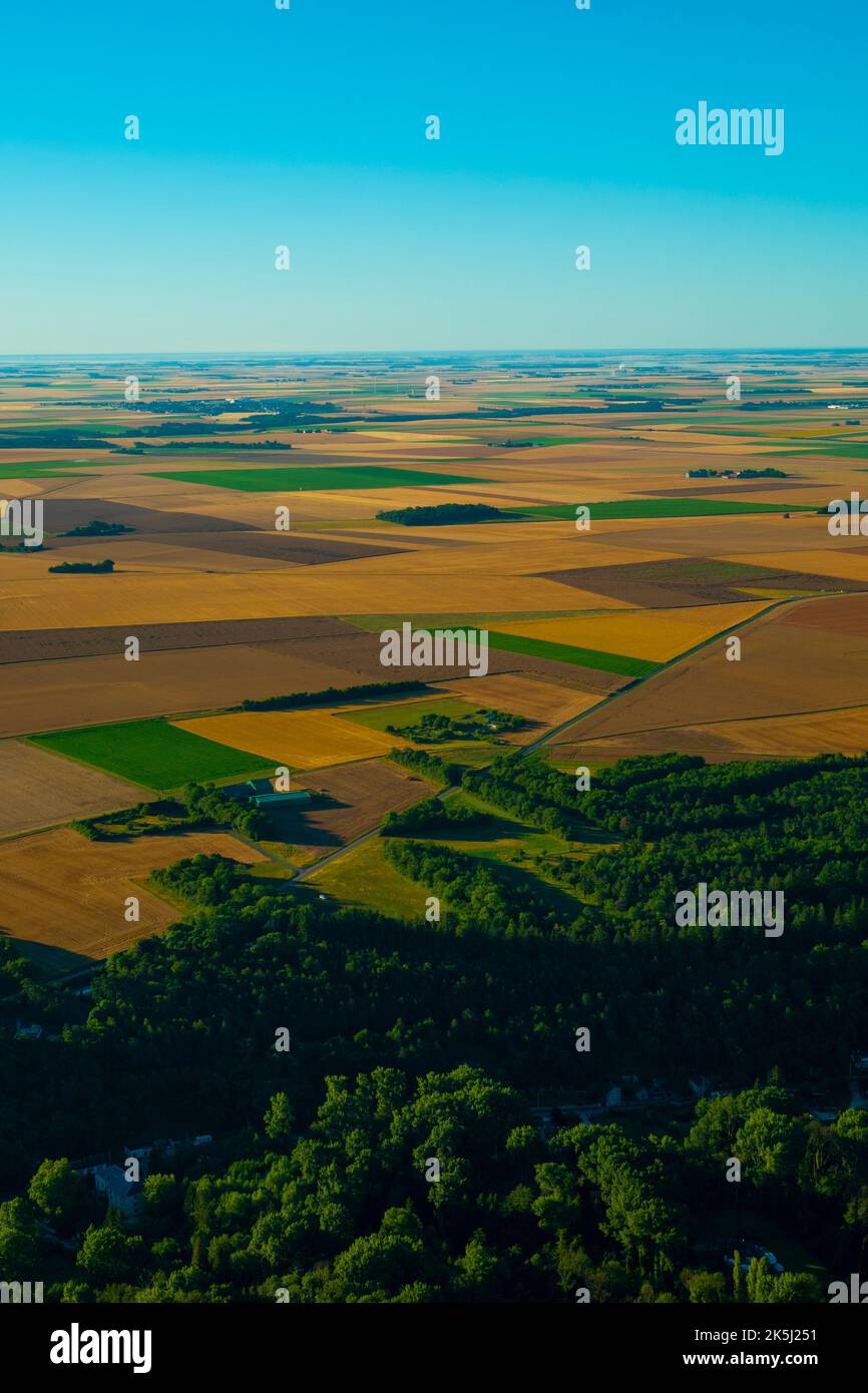 France, Essonne (91), Saclas, aerial view of the Beauce cereal plains ...