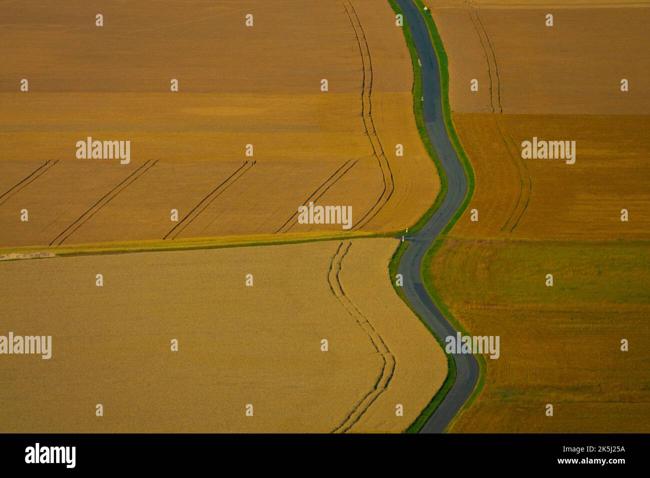 France, Essonne (91), Monnerville, aerial view of a country road in the ...