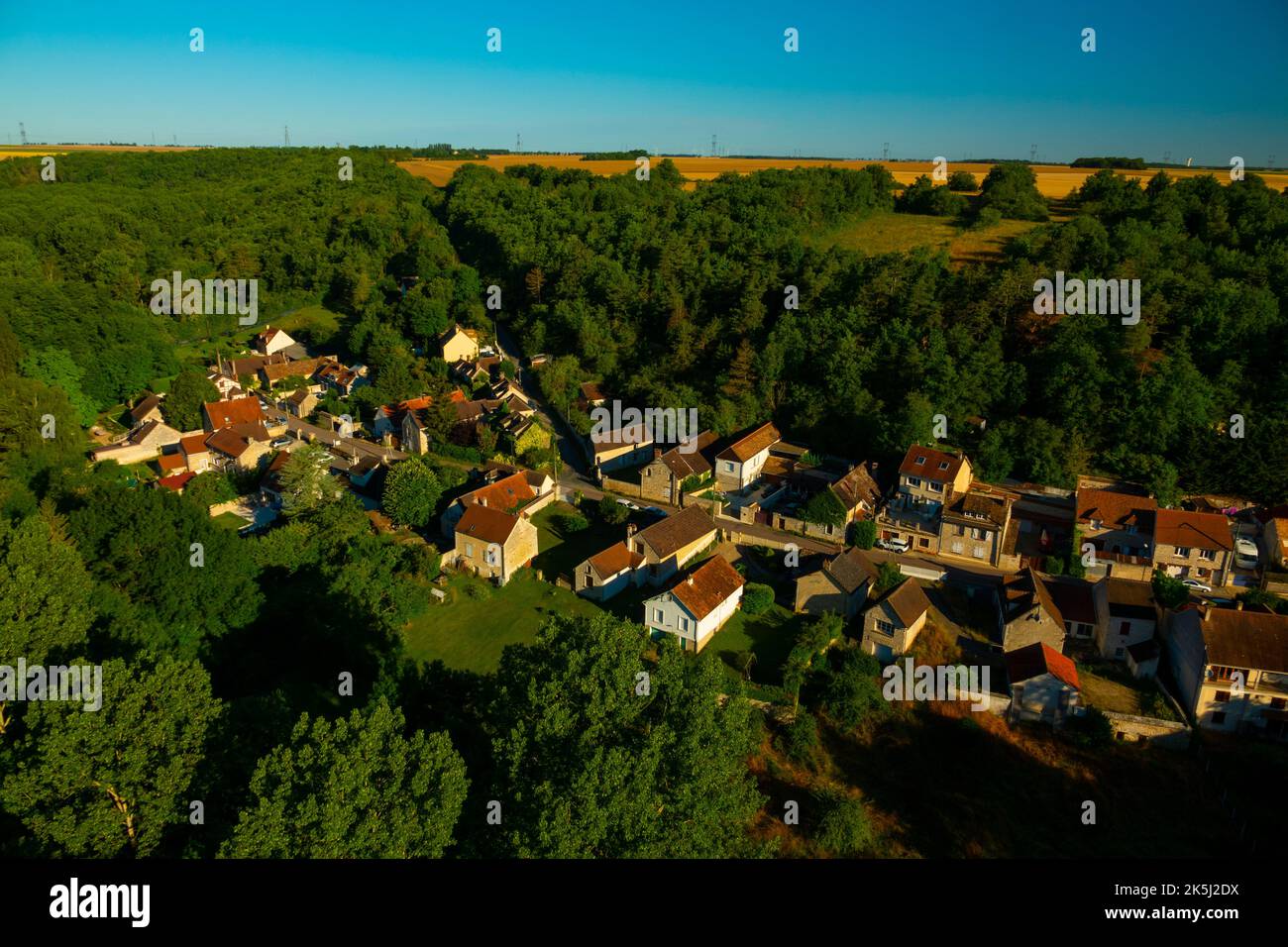 France, Essonne (91), aerial view of the hamlet of Beaumont in the ...