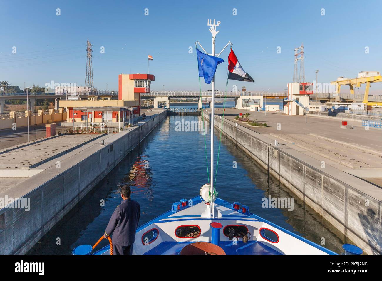 Entering the Nile Lock, Esna, Egypt Stock Photo - Alamy