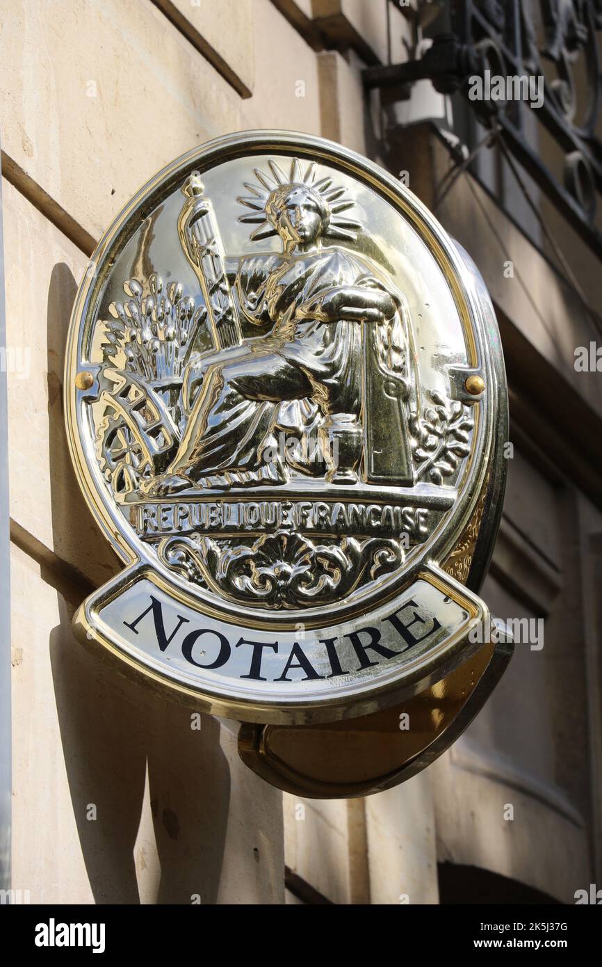 Official french notary’s office symbol in the city of Reims Stock Photo ...