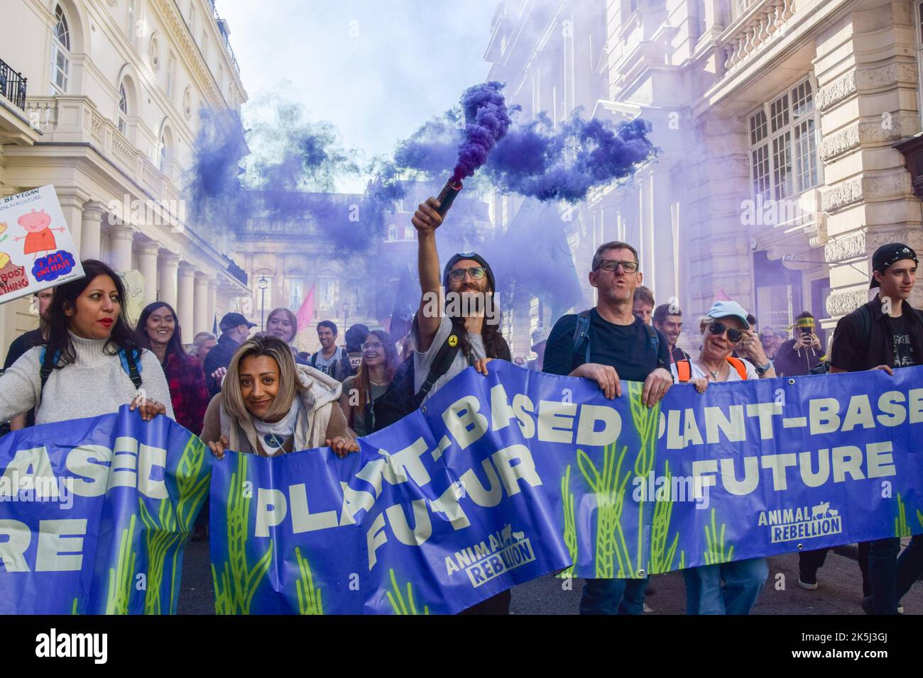 London, UK. 8th October 2022. Animal Rebellion activists march in ...