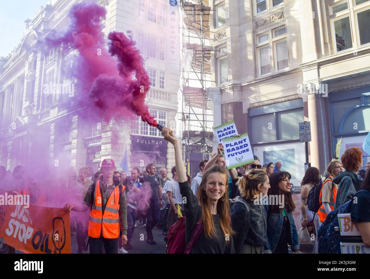 London, UK. 8th October 2022. Animal Rebellion activists march in ...