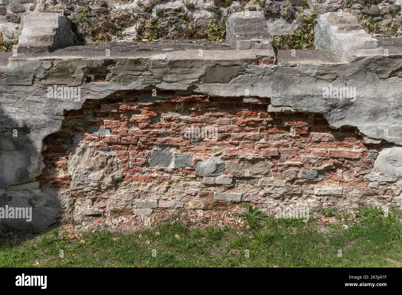 Damage to the walls of the Alt-Trauchburg castle ruin, 13th century ...