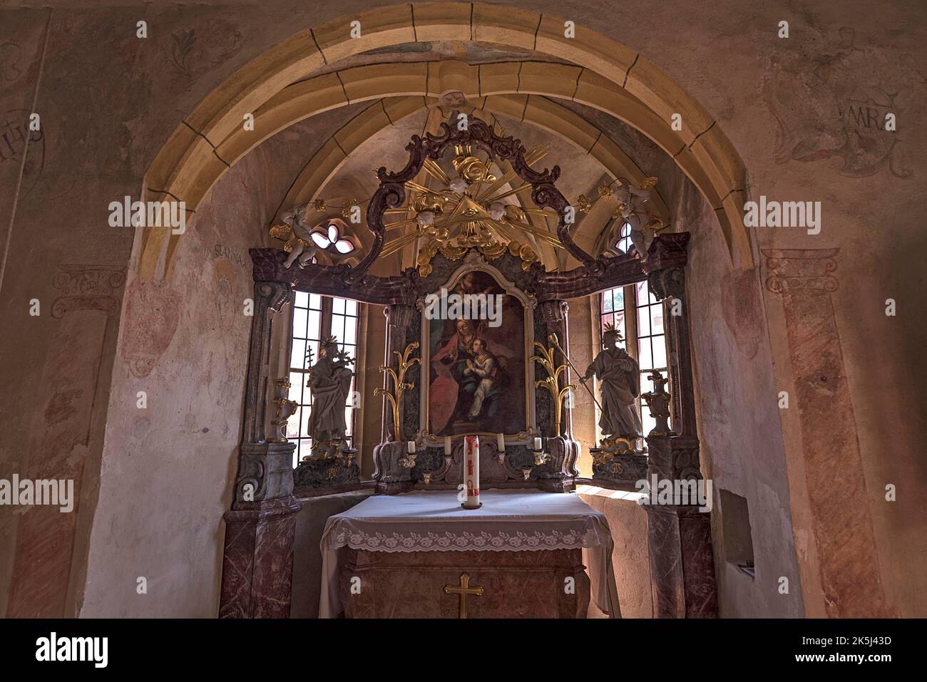 Rococo altar in the St Anna Chapel, Zeil am Main, Lower Franconia ...