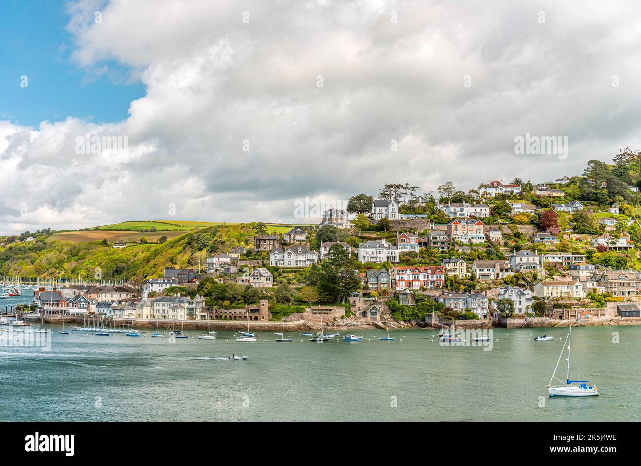 View at Kingswear and Dartmouth Harbor in summer, River Dart, Devon ...