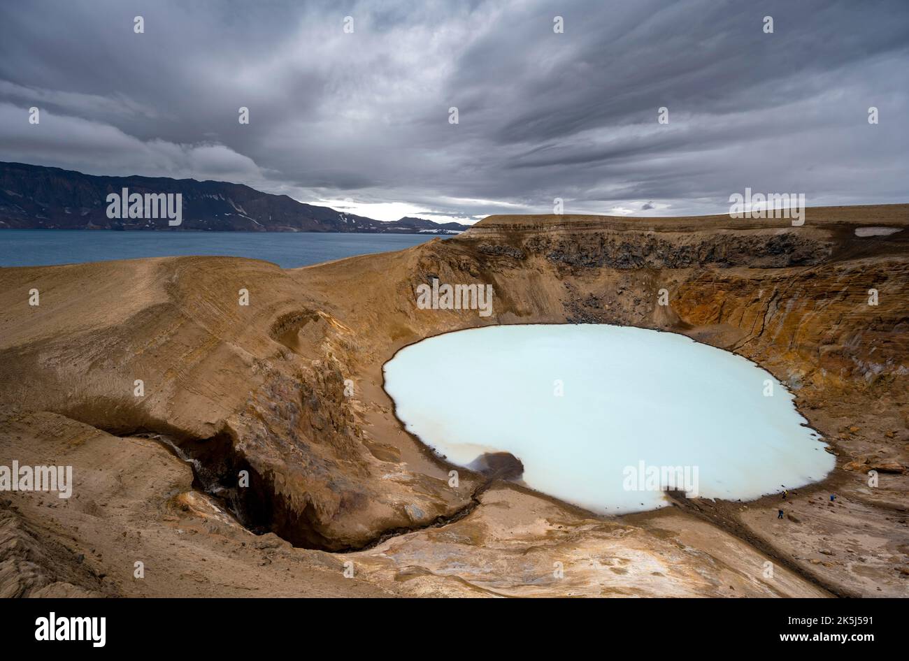 Crater lake Viti and Oeskjuvatn in the crater of the Askja volcano ...