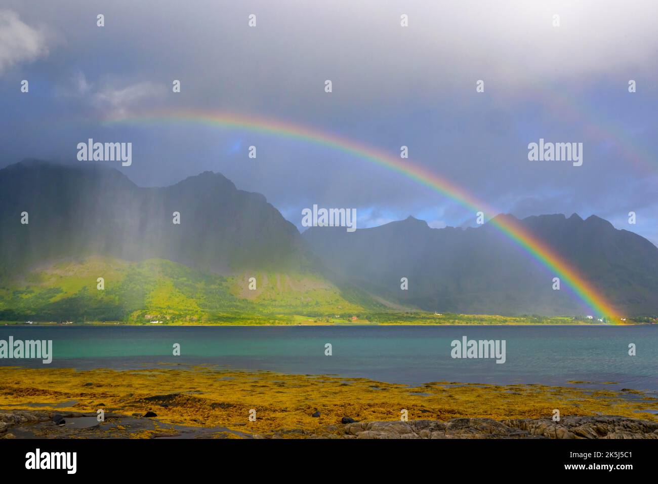 Rainbow, Lofoten Islands, Norway Stock Photo - Alamy