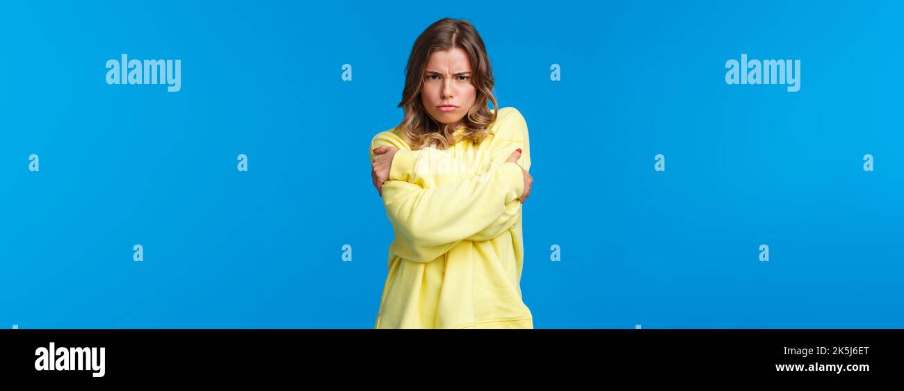 Dont come closer, I am mad at you. Upset and gloomy offended young ...