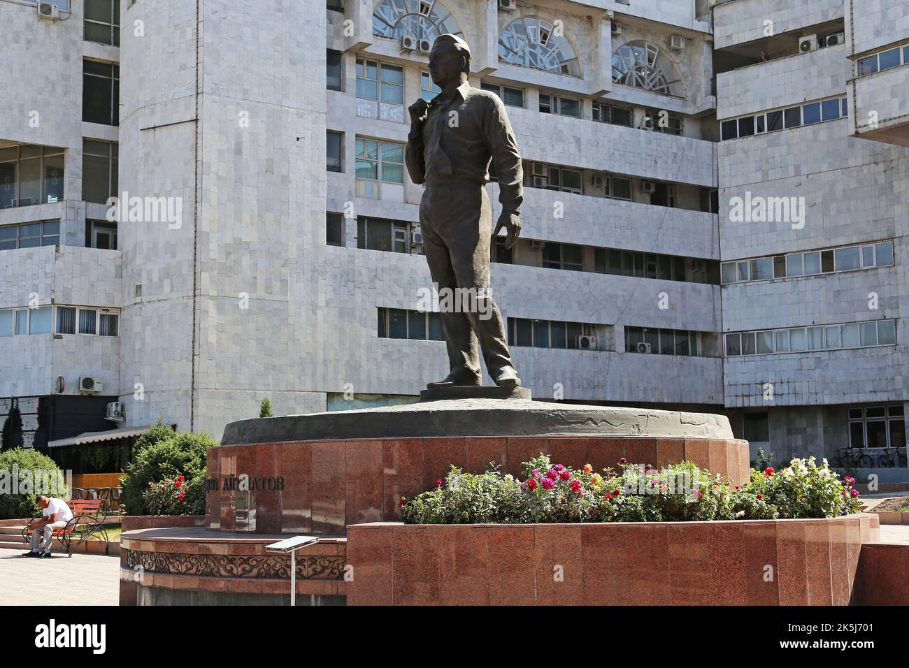 Statue of author Chingiz Aitmatov (1928-2008), Arabaev University ...