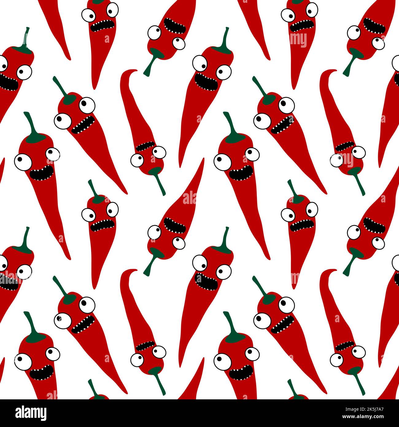 Cartoon vegetable seamless vampire Halloween red hot pepper pattern for ...