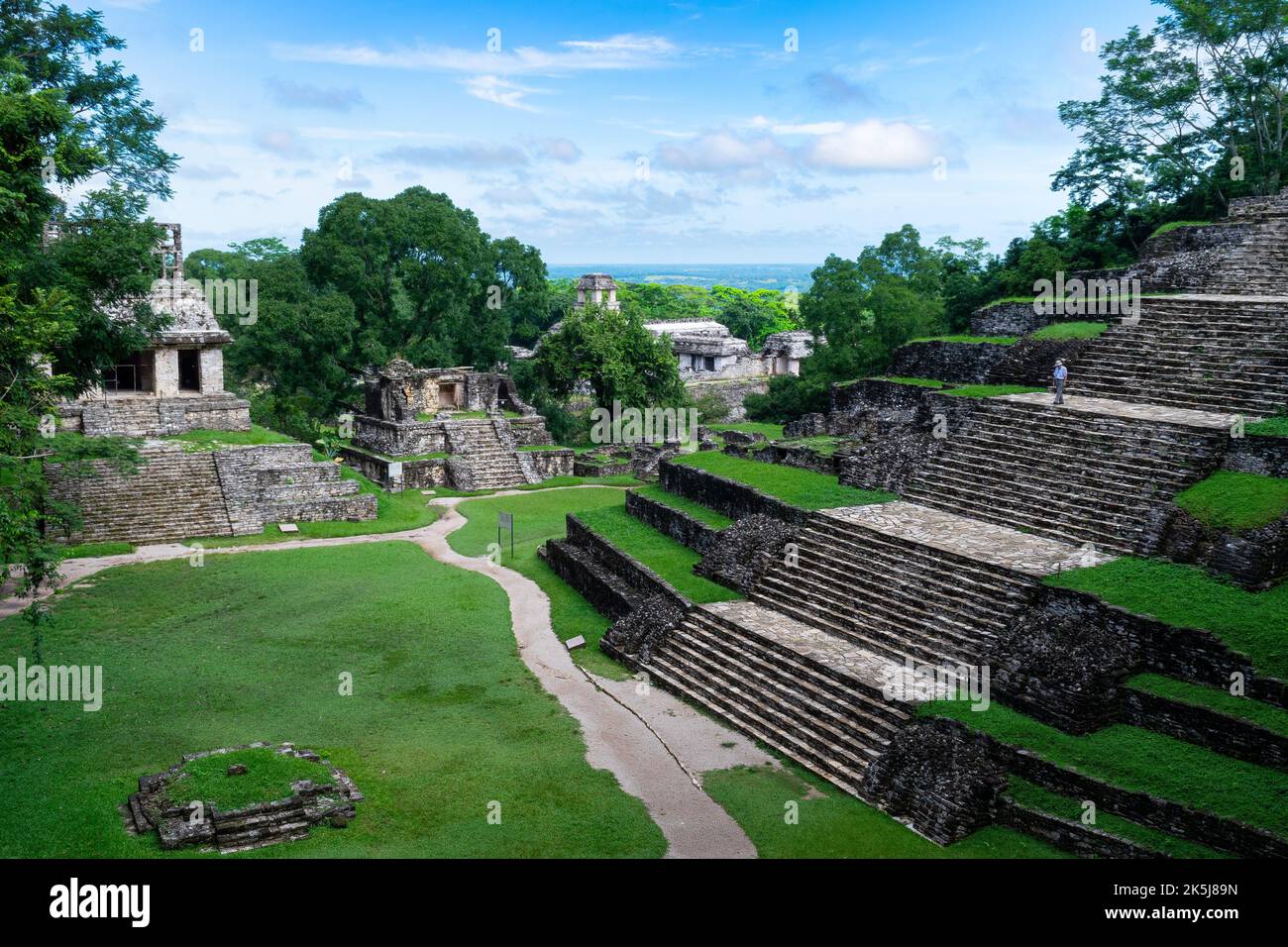 The temple of cross in Palenque archaeological site in Mexico Stock ...