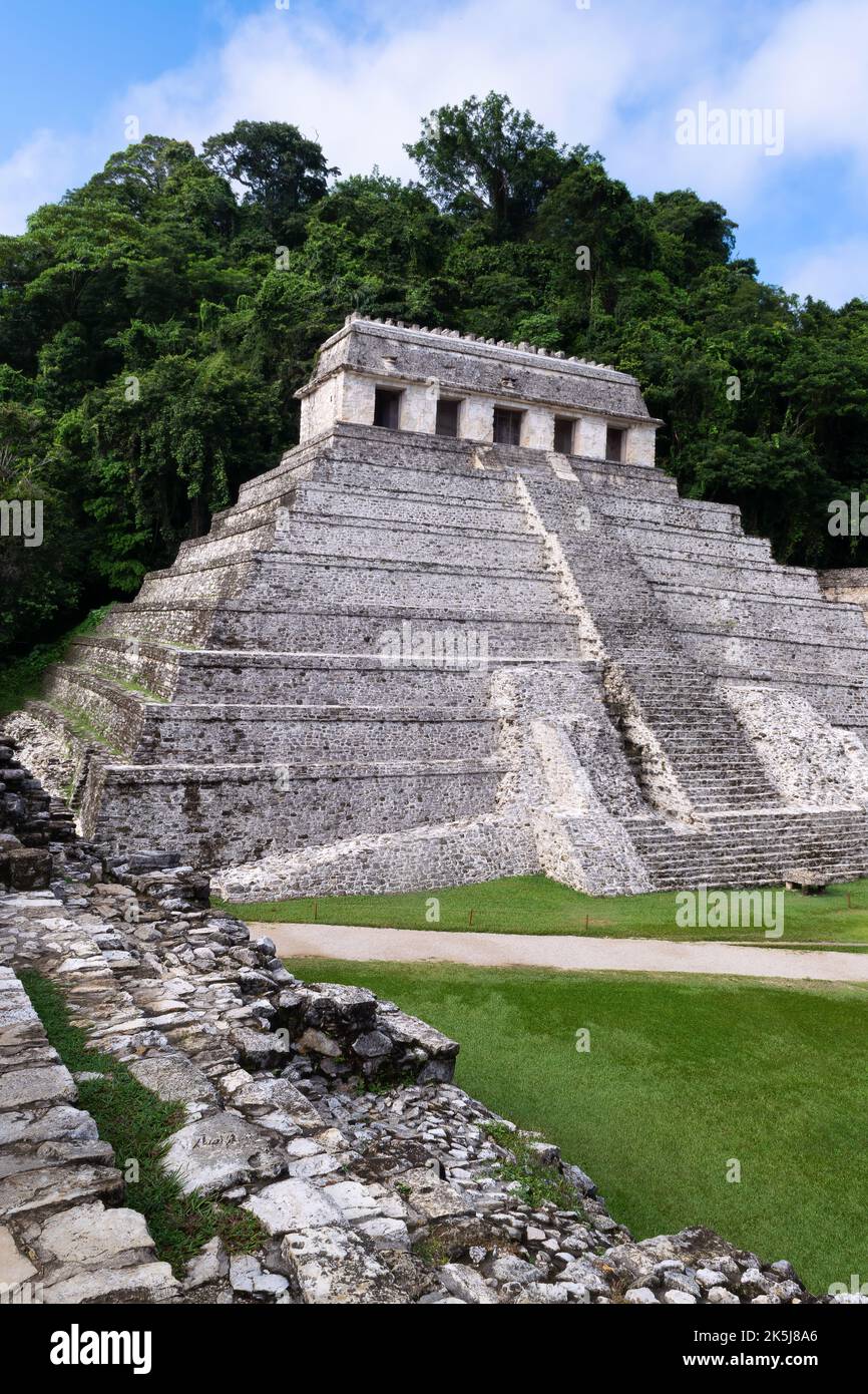 The temple of inscriptions in Palenque archaeological site in Mexico ...