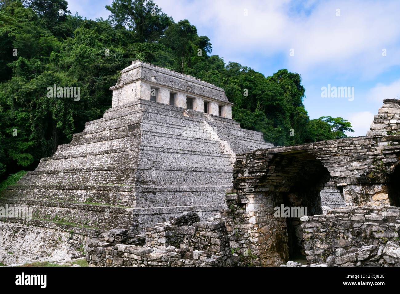 The temple of inscriptions in Palenque archaeological site in Mexico ...