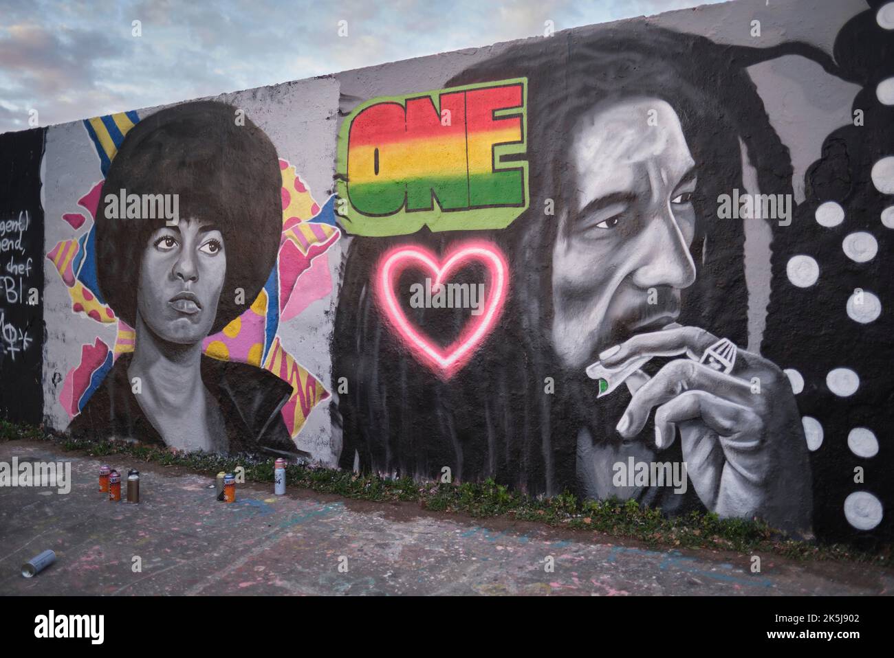 Germany, Berlin, 06. 06. 2020, Mauerpark, GraffitiWall, portrait Bob ...