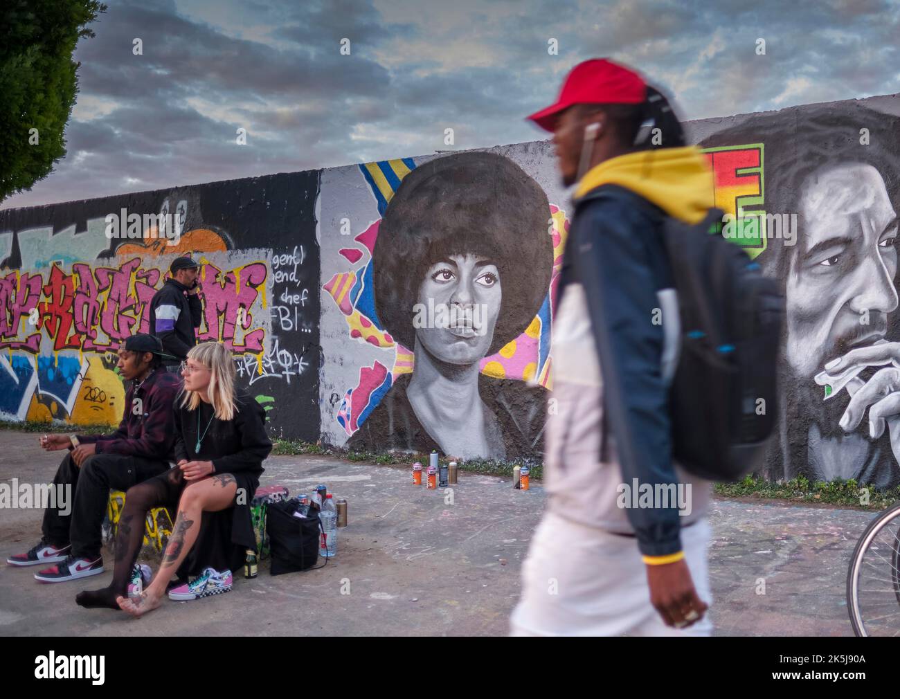Germany, Berlin, 06. 06. 2020, Mauerpark, GraffitiWall, portrait Bob ...